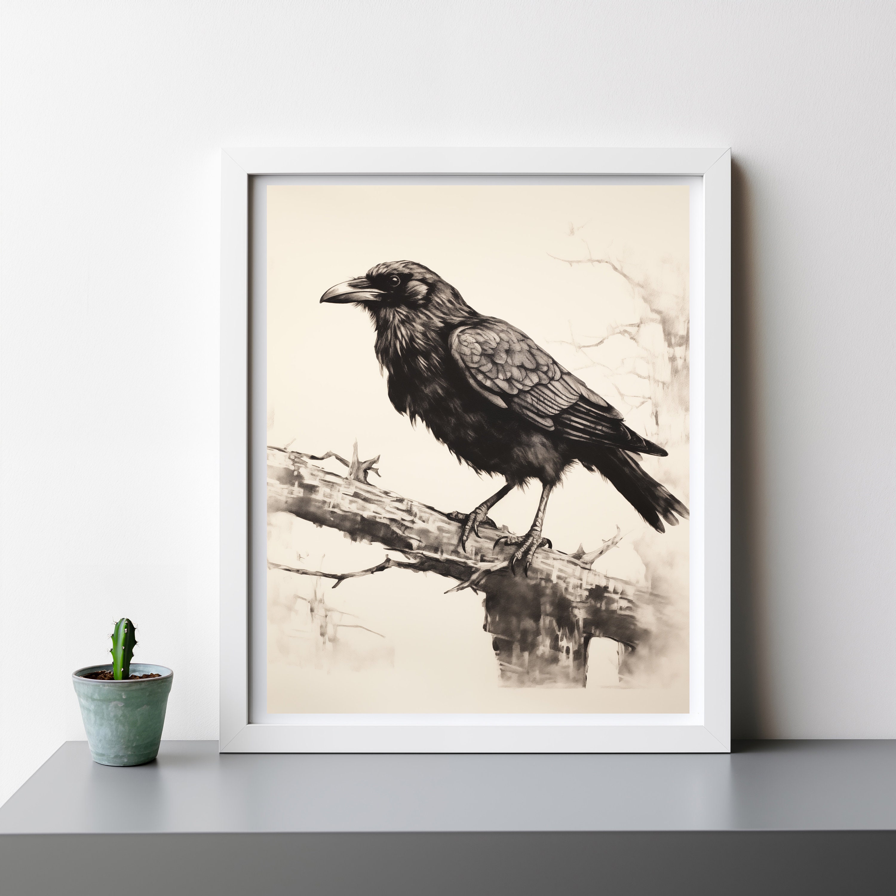 Vintage Crow Printable Wall Art I Crow Art Print I Gothic Wall Art I ...