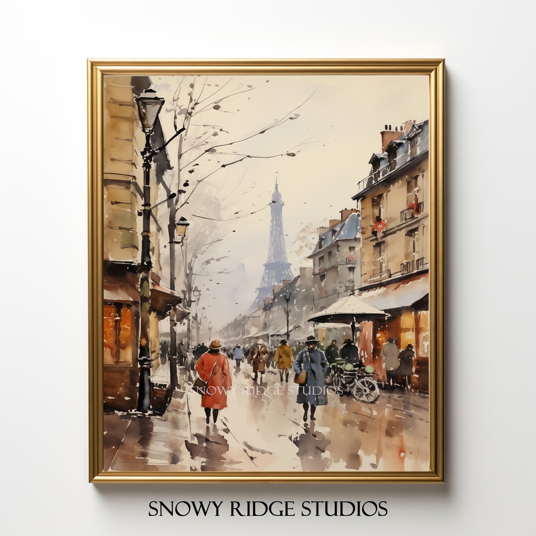 Printable Cityscape in Watercolor-antique City Streets for Digital ...
