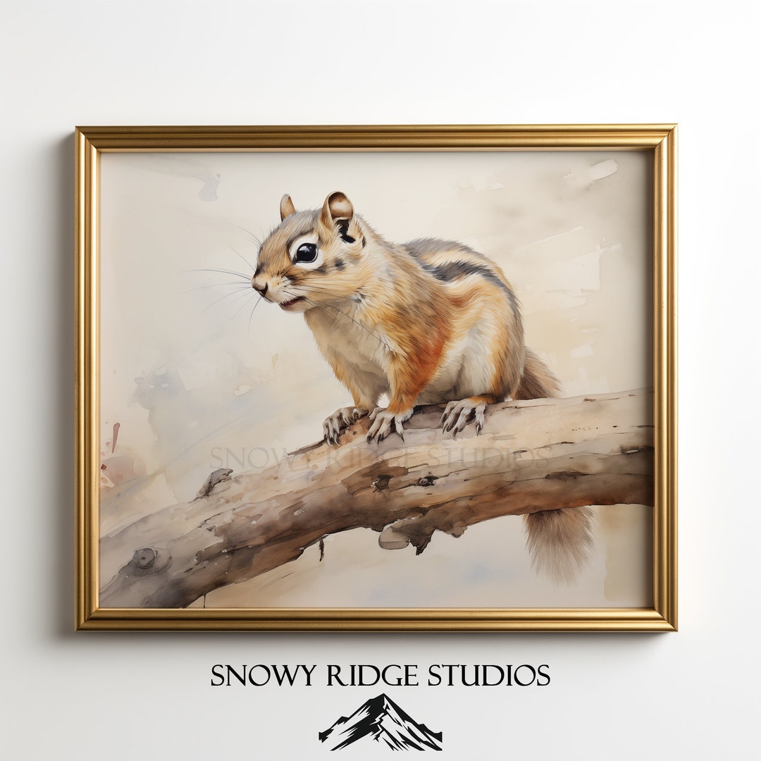 Chipmunk Artwork. Wildlife Wall Art. - Etsy