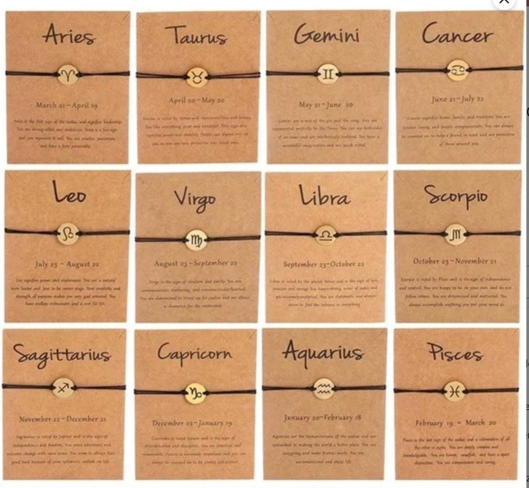 Astrology Bracelets - Birth Sign Horoscope Bracelet Adjustable - SALE ...