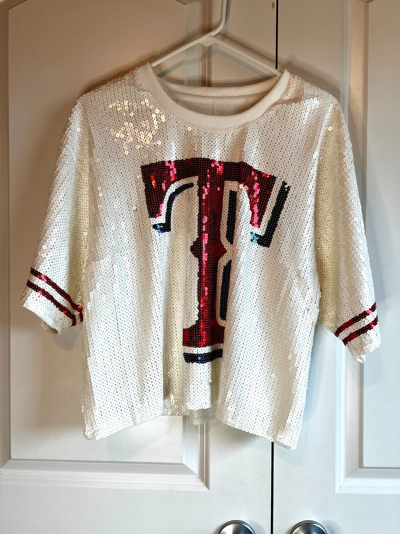 Sequin Texas Baseball Sequin Top White or Red - Etsy