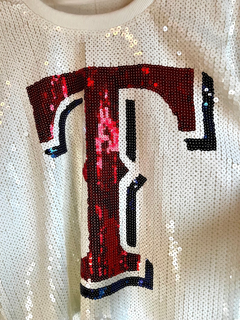 Sequin Texas Baseball Sequin Top White or Red - Etsy