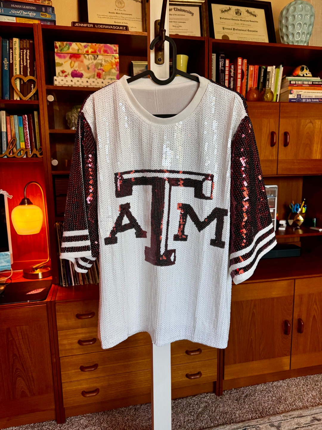 Texas A&M College Team Sports Sequin Shirt Jersey Aggies Football Top ...