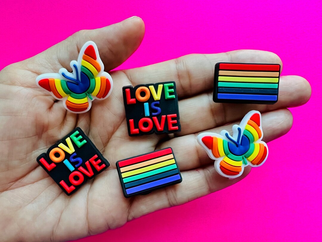 FREE Gift 6pc Bundle LGBTQIA Love is Love Gay Pride Flag Shoe Charms ...