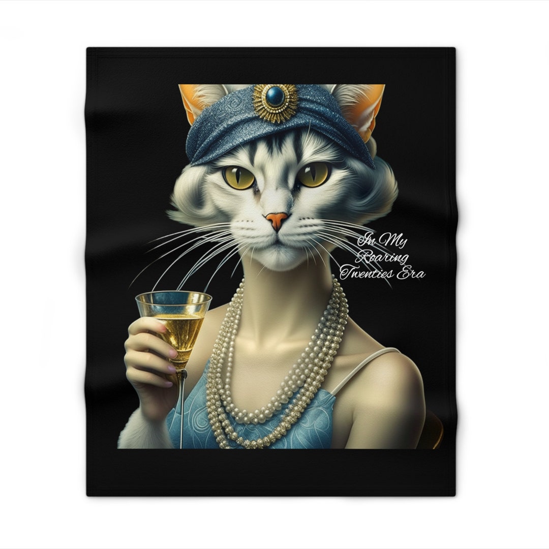 Roaring Twenties Era Fleece Cat Throw, Flapper Cat, Vintage 20s ...