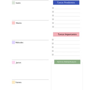 Weekly Planner- Planificador Semanal - Etsy