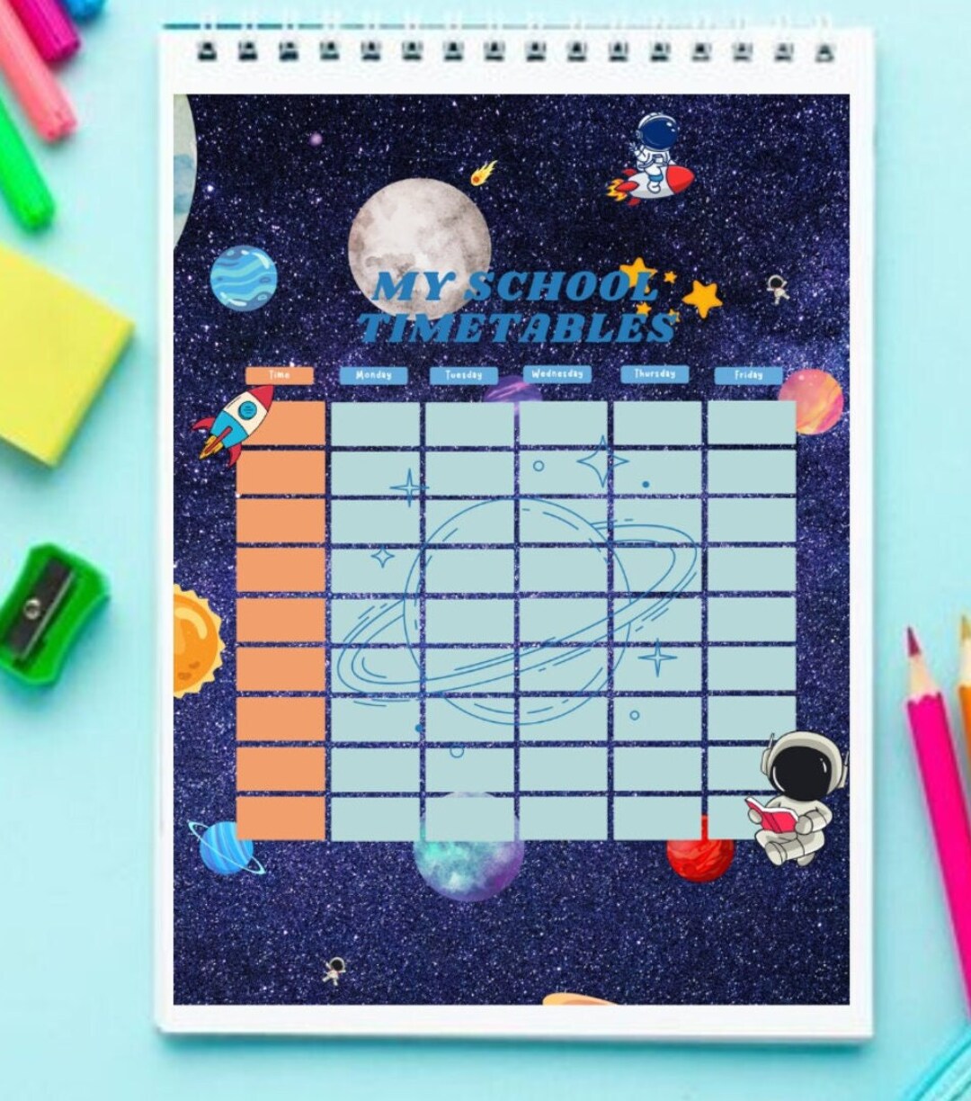 School Timetable Space Theme Instant Download. Back to School - Etsy