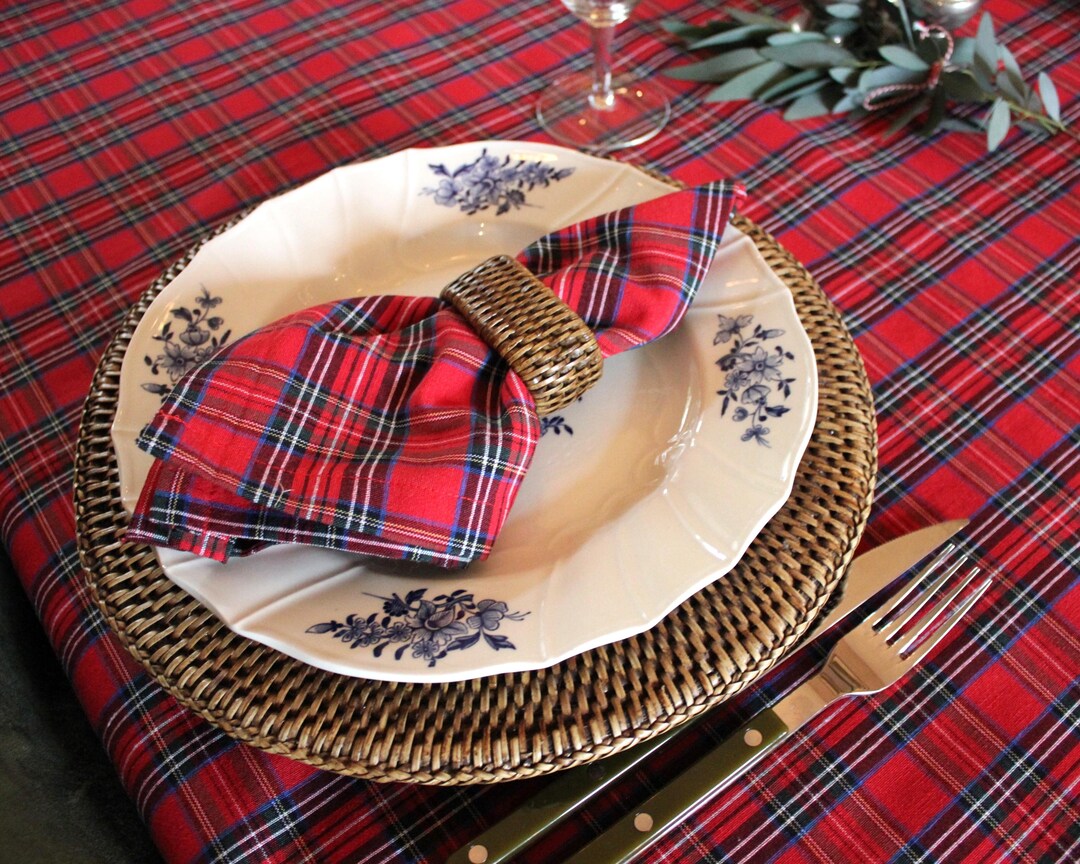Handmade - Tablecloth 140 X 200 Windsor Red With Tartan Scottish Plaid ...