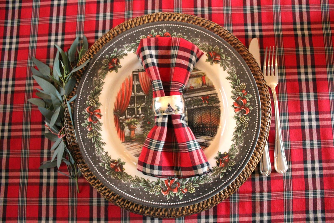 Handmade - Tablecloth 140 X 320 Cm Castle Red With Tartan Scottish ...