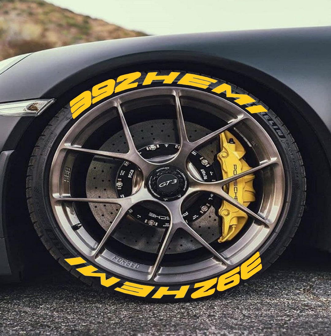 392 Hemi Full Yellow Tire Lettering Tyre Sticker Fits to 16"-22 ...