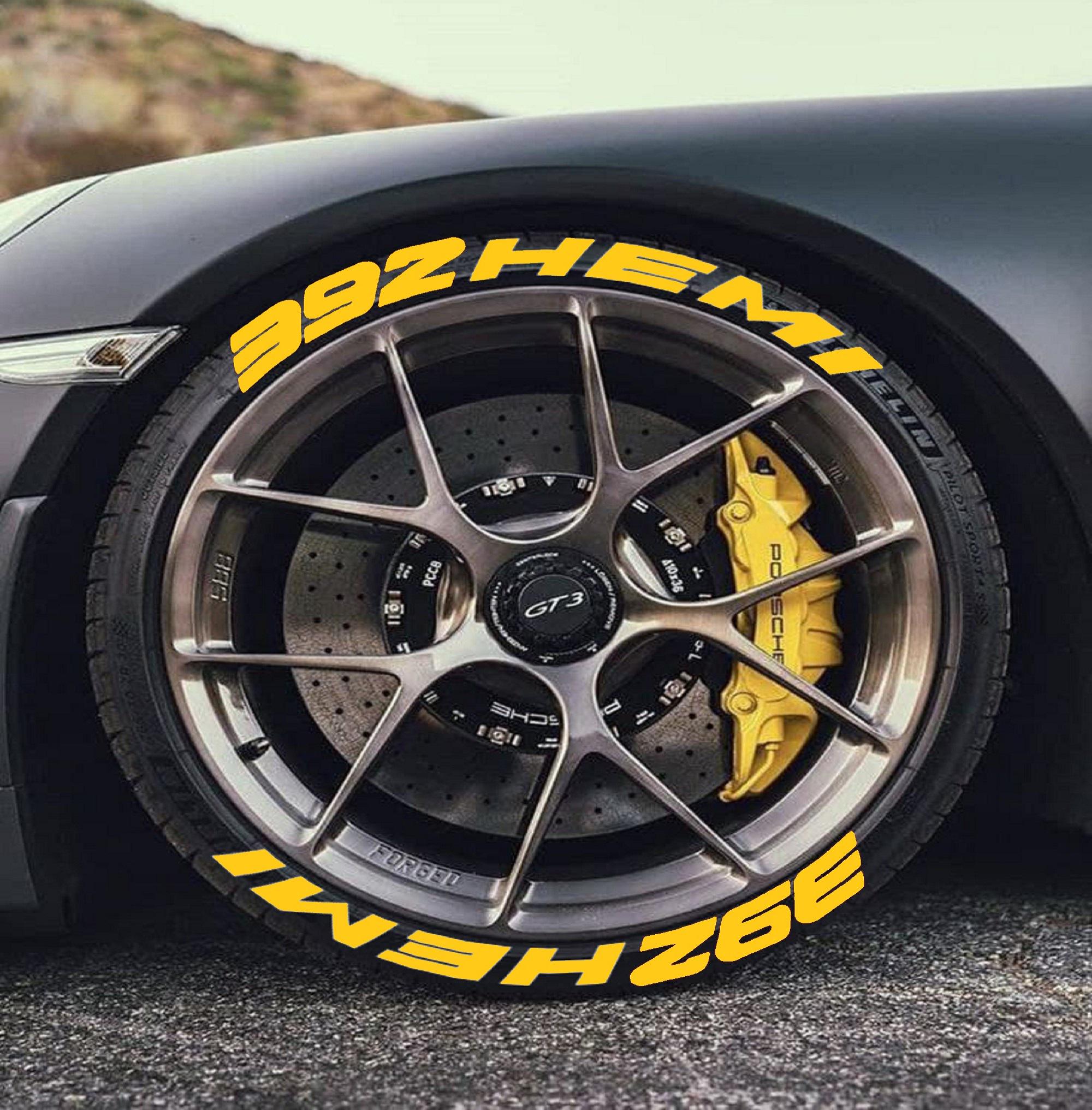392 Hemi Full Yellow Tire Lettering Tyre Sticker Fits to 16"-22 ...