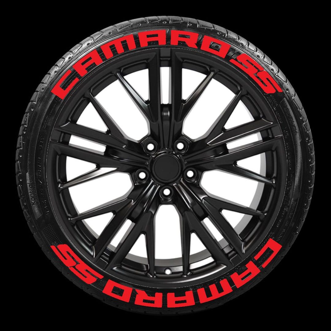 Camaro SS Full Red Tire Lettering Tyre Sticker Fits to 16"-22 ...