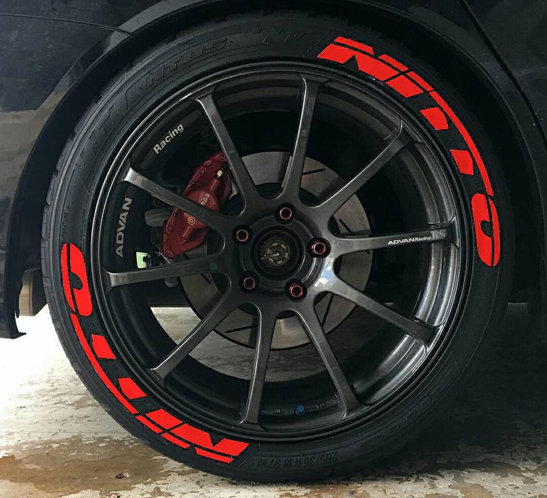 Nitto Red Tire Lettering Tyre Sticker Fits to 16"-22" Permanent Tyre ...