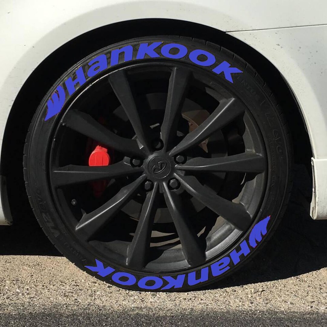 Hankook Full Blue Tire Lettering Tyre Sticker Fits to 16"-22" Permanent ...