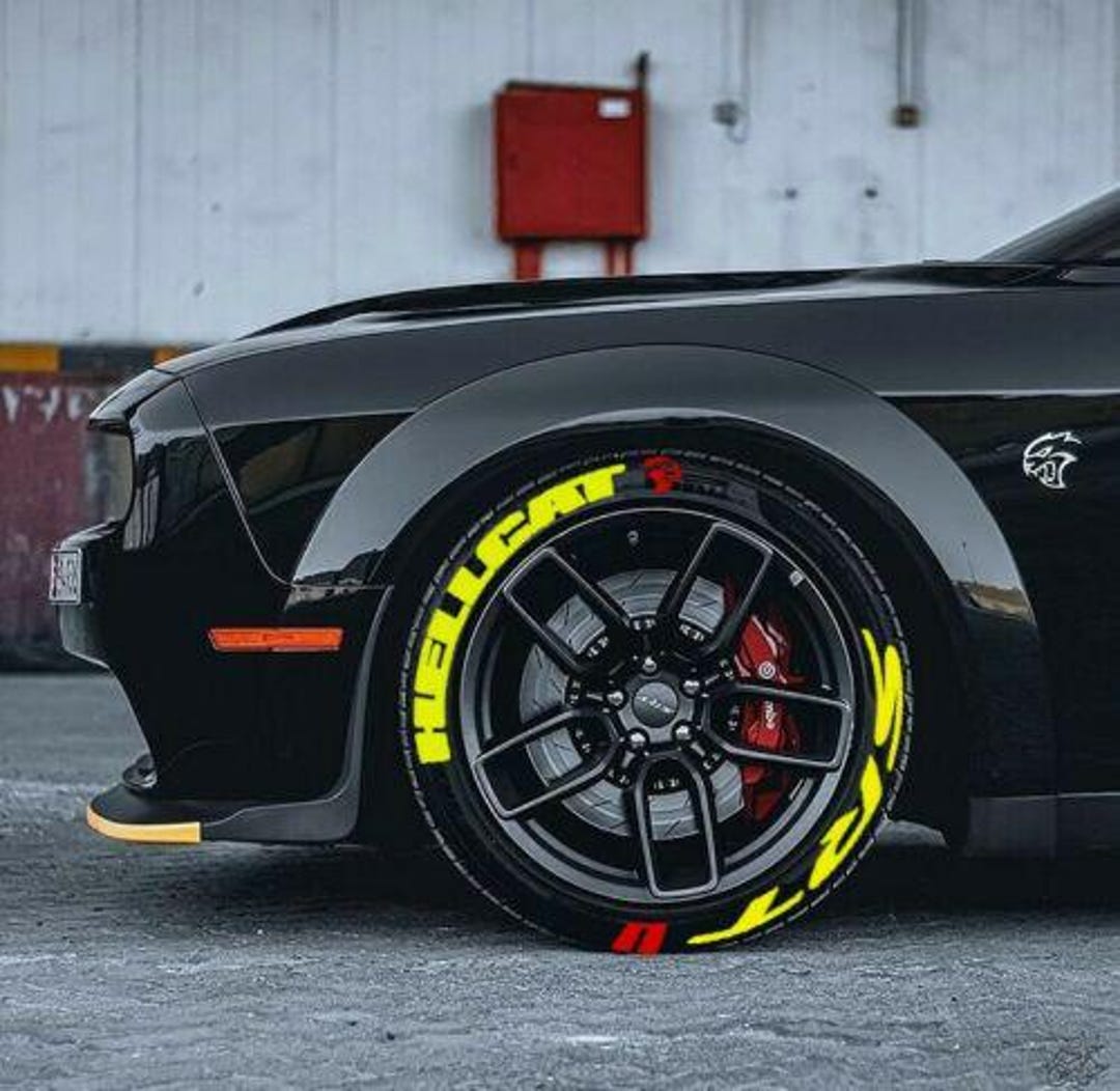 Tire Lettering Hellcat SRT Yellow Tyre Sticker Fits to 16"-22 ...