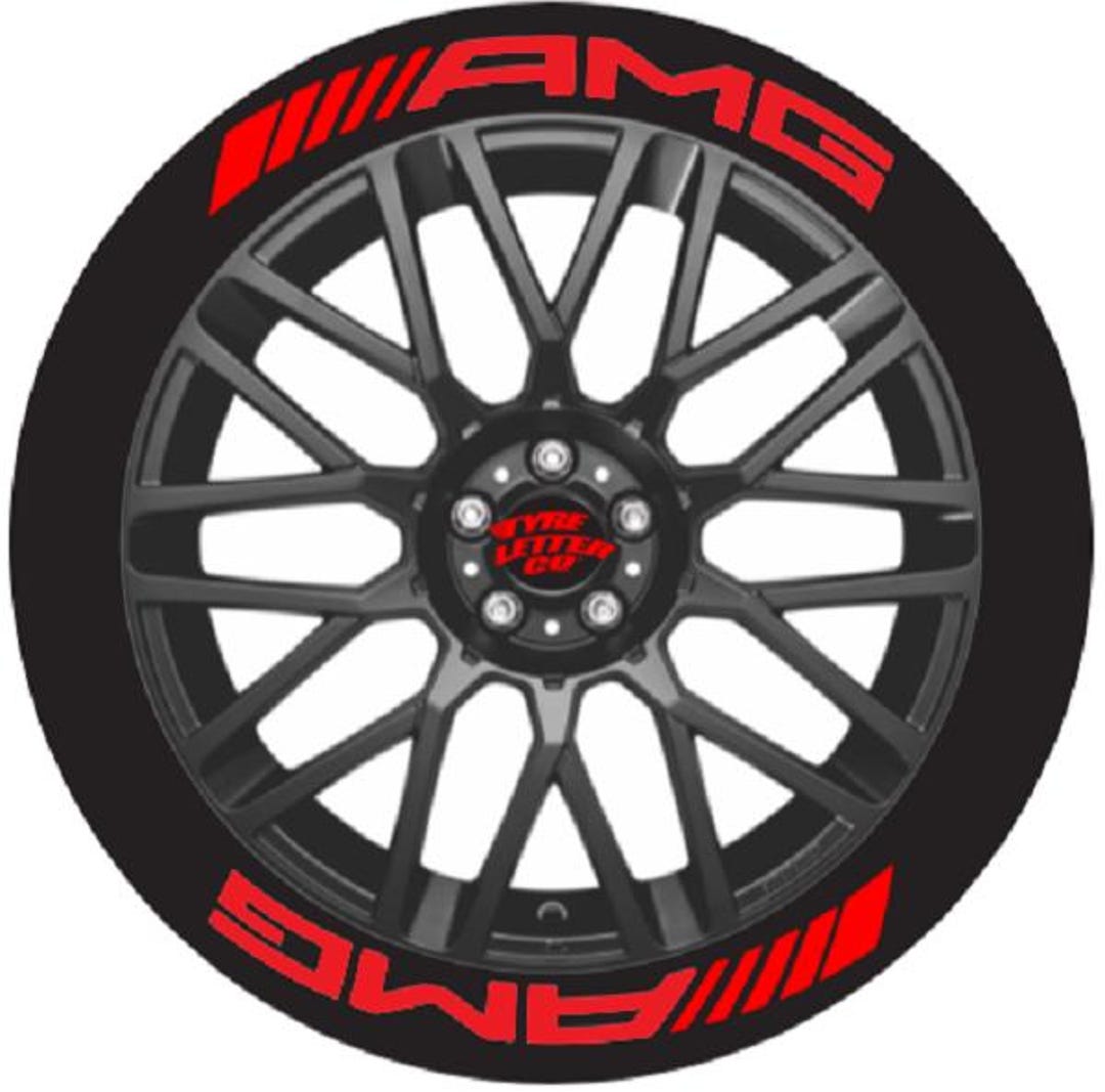 AMG Full Red Tire Lettering Tyre Sticker Fits to 16"-22" Permanent Tyre ...