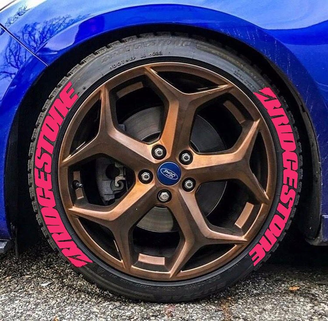 Bridgestone Full Pink Tire Lettering Tyre Sticker Fits to 16"-22 ...