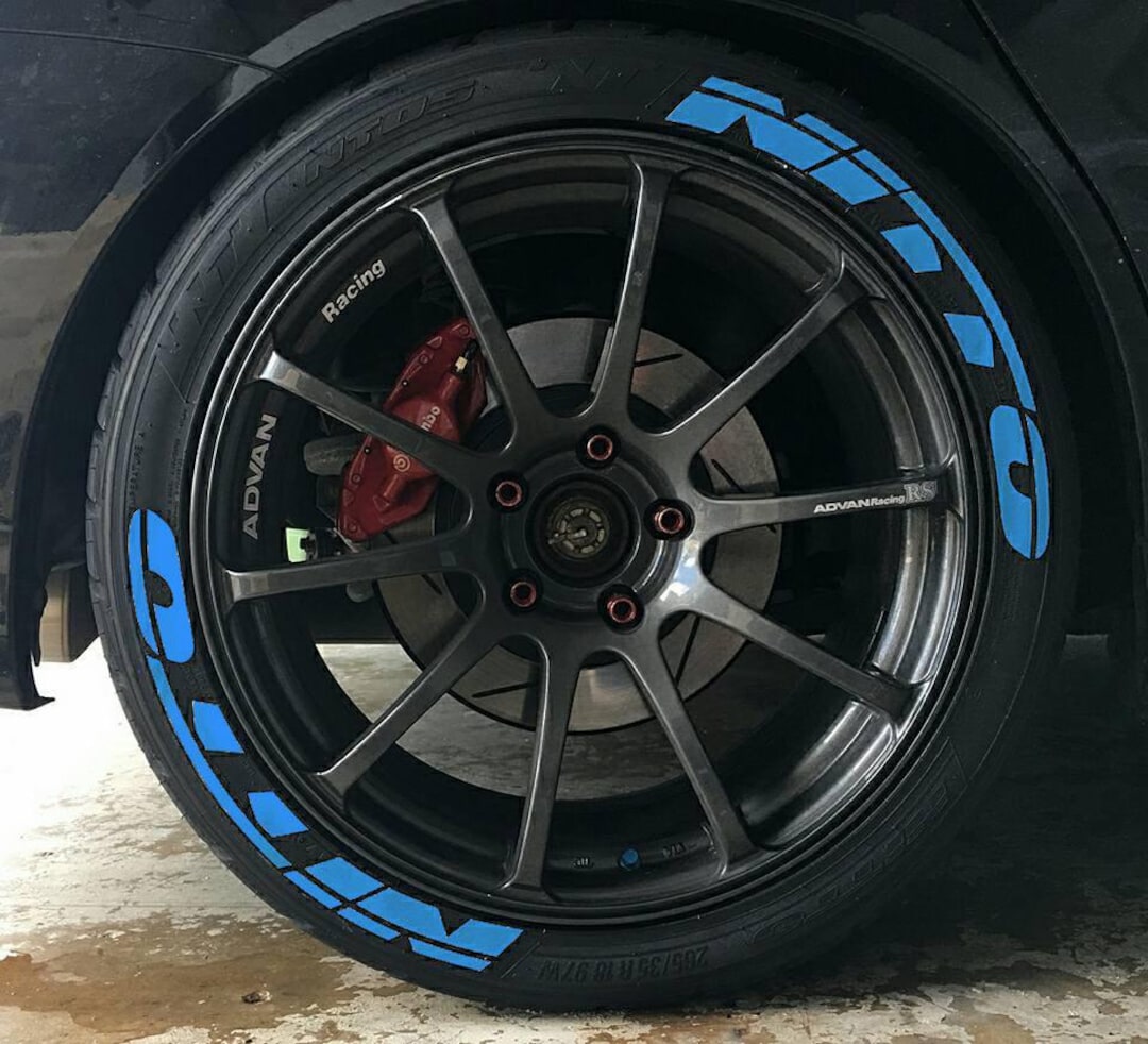 Nitto Blue Tire Lettering Tyre Sticker Fits to 16"-22" Permanent Tyre ...