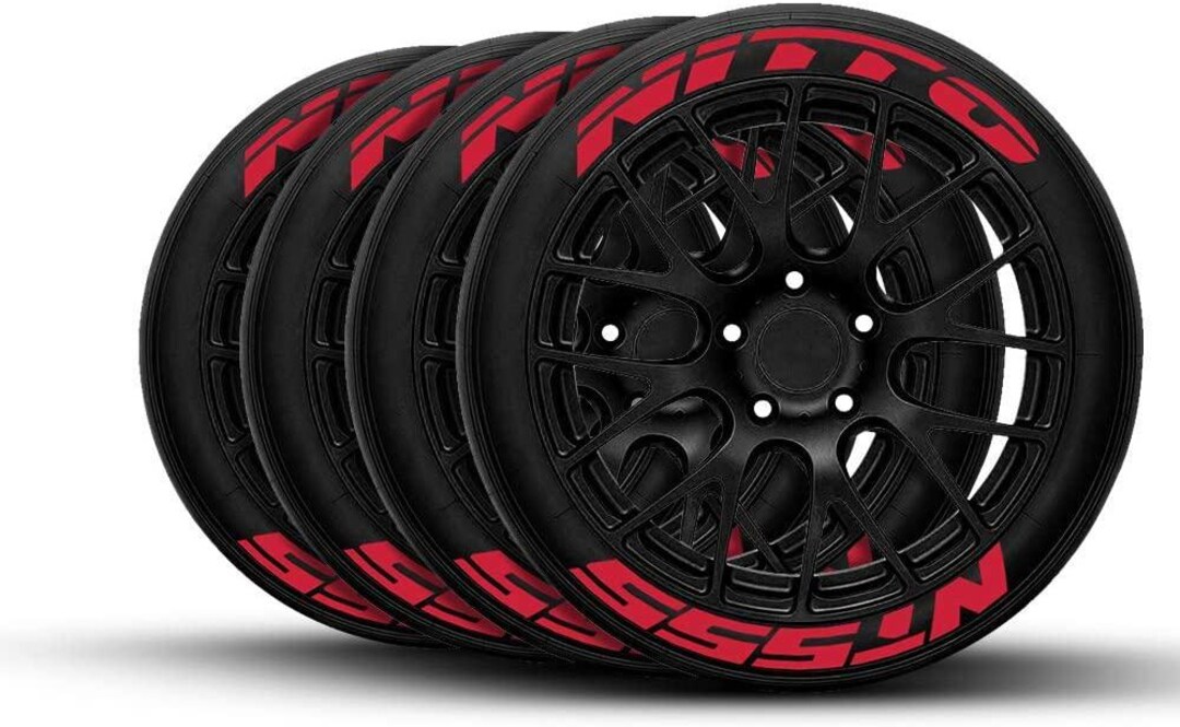 Tire Lettering Nitto NT555 Red Tyre Sticker Fits to 16"-22" Permanent ...