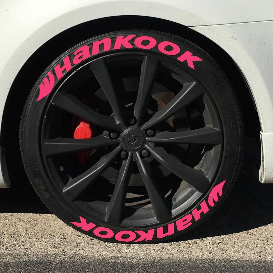 Hankook Full Pink Tire Lettering Tyre Sticker Fits to 16"-22" Permanent ...