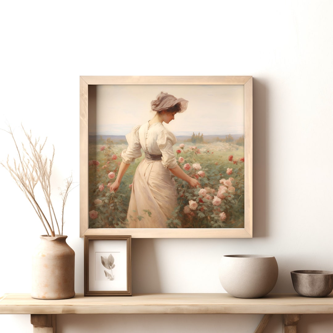 Whimsical Tale Damsel Painting DIGITAL Art Rustic Portrait PRINTABLE ...