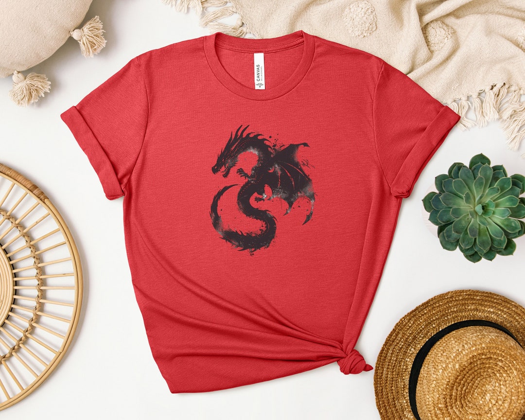 Dragon T-shirt, Dragons Lovers Shirt, Fantasy Minimalist Clothing ...