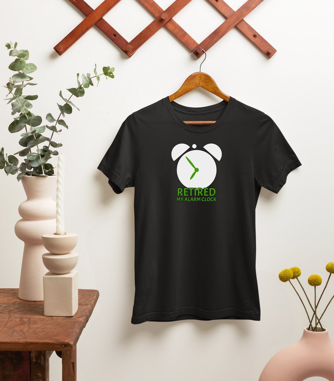 Retired Alarm Clock Graphic T-shirt - Humorous Retiree Gift, Celebrate ...