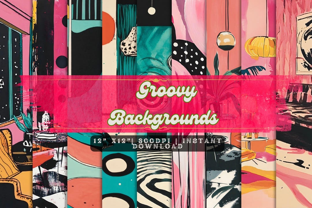 Retro Party Backdrops: Mod 60s 80s Digital Backgrounds (PNG) - Etsy