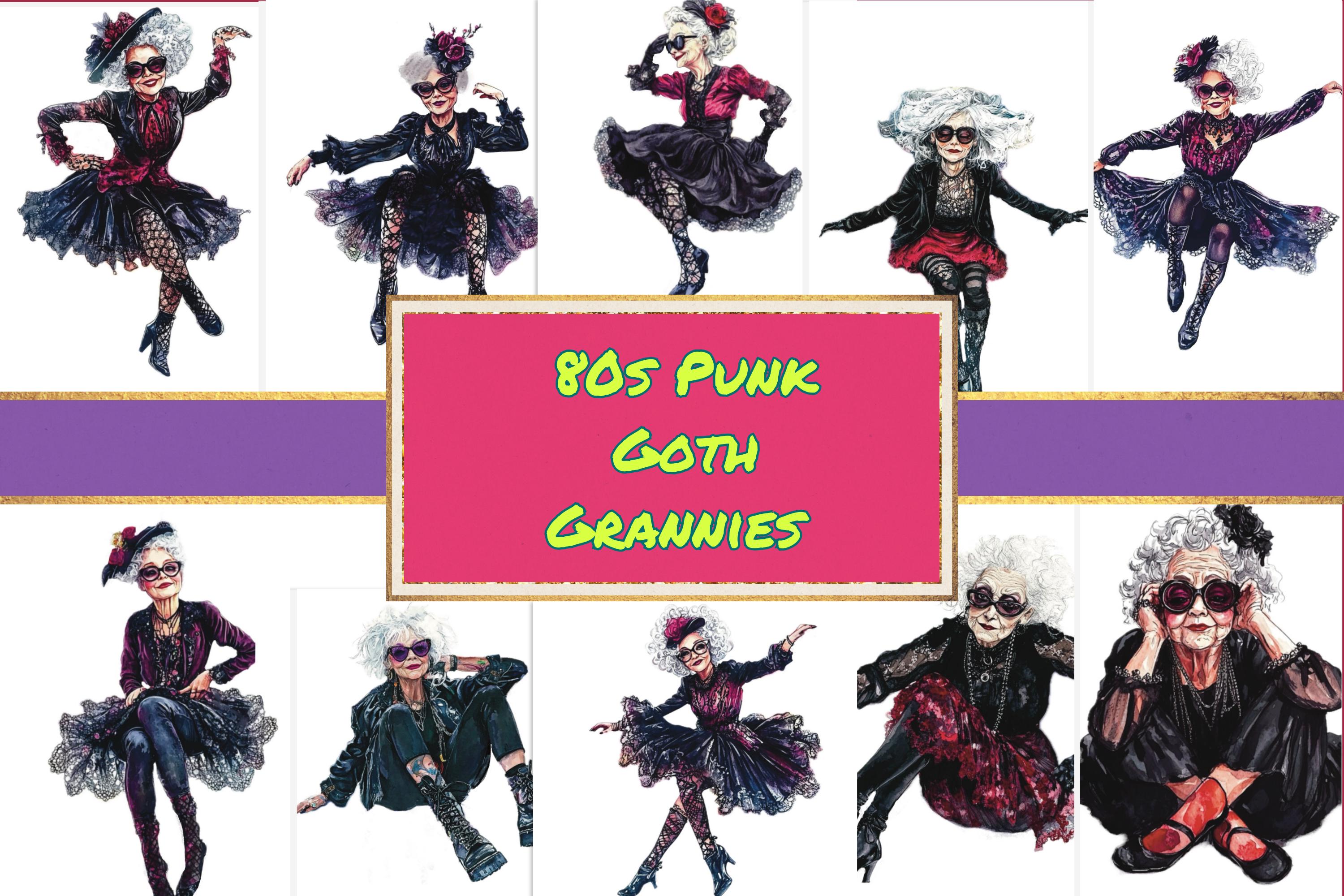 80s Punk Granny Clipart: Gothic Digital Art (PNG) - Etsy
