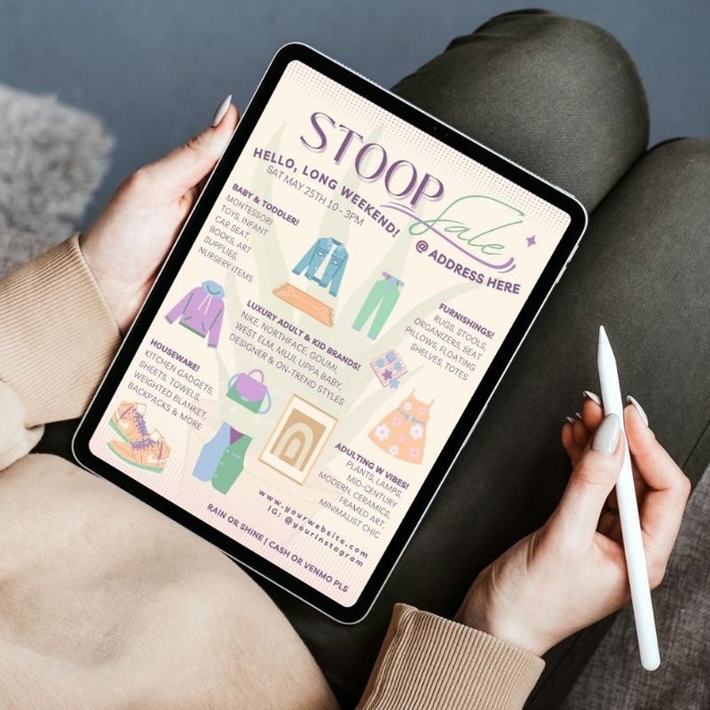 Modern Chic Minimalist Yard Sale Flyer Template - Editable in Canva for ...