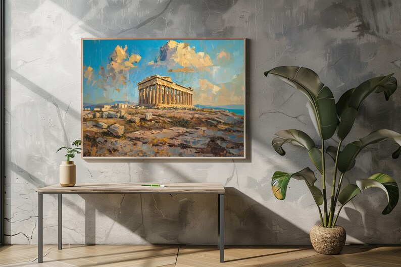 Vintage Painting of the Parthenon | Athens Greece Wall Art | Ancient ...
