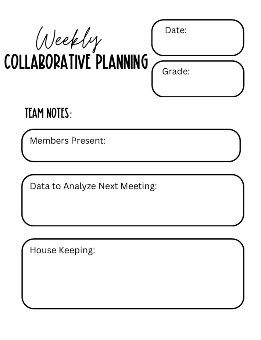 Weekly Teaching Collaboration Sheet - Etsy