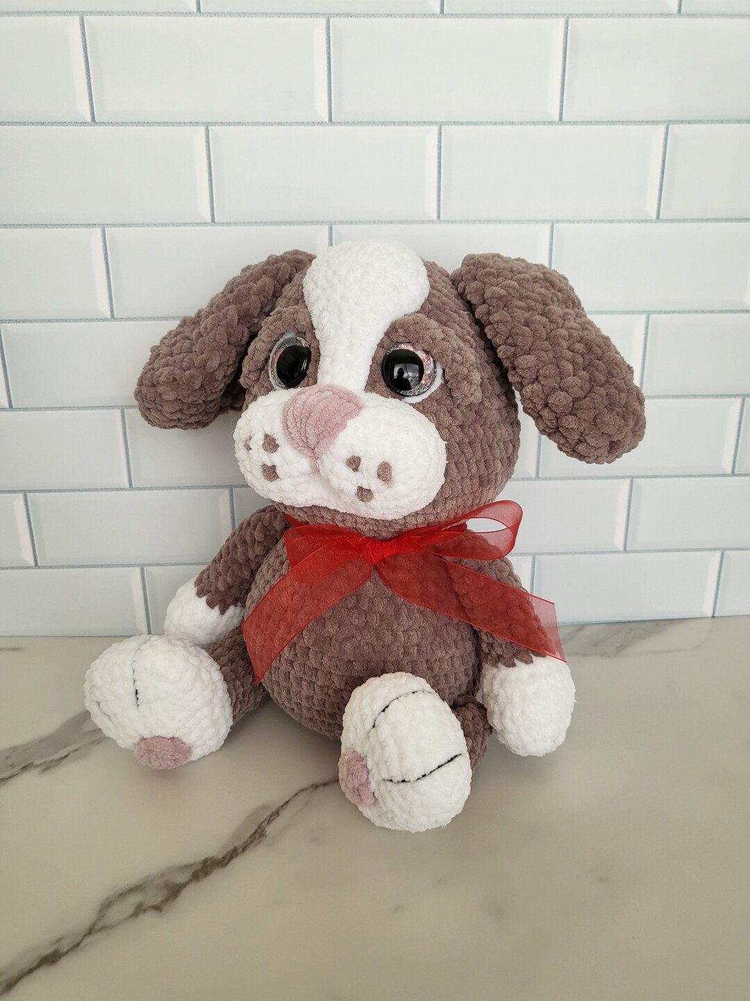 Large Handmade Puppy With a Bone Plushie Ultra-soft Yarn Huggable ...