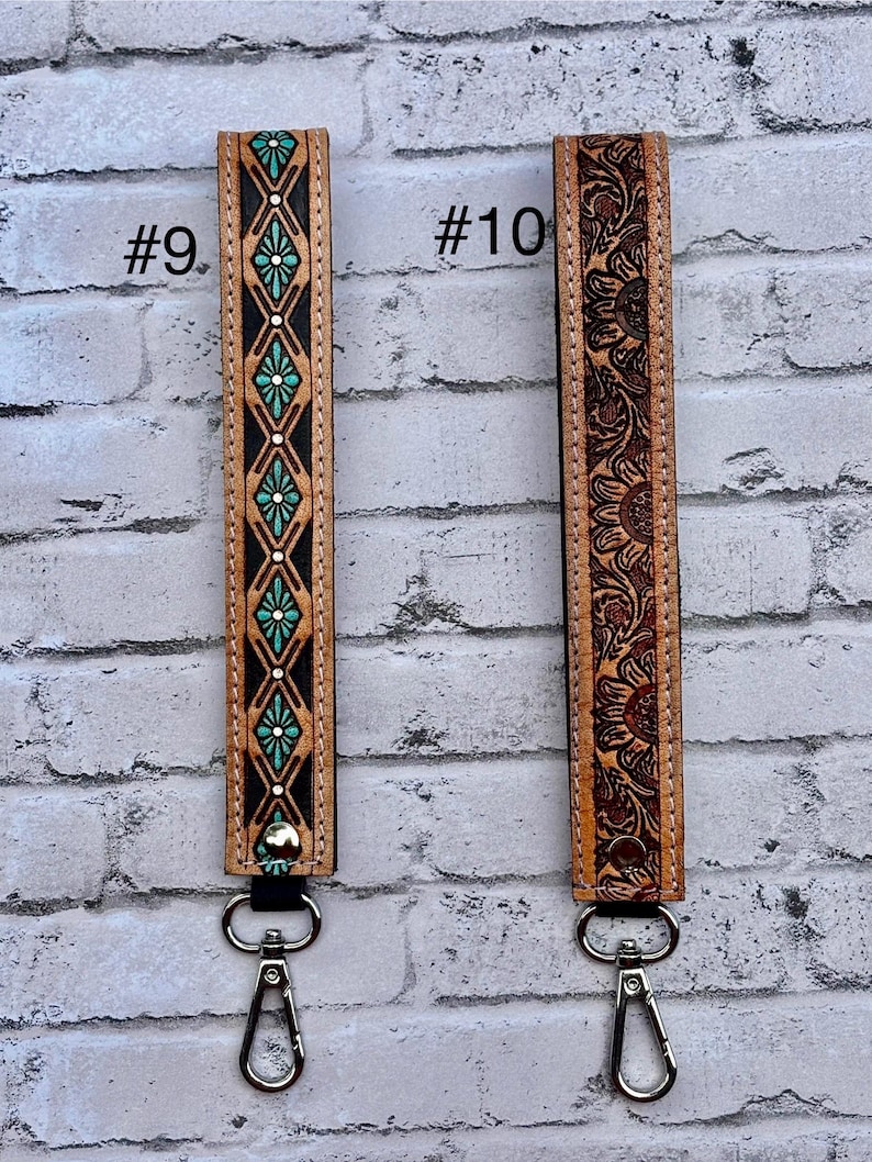 Tooled Leather Western Wristlet Keychain: Cowboy Lanyard - Etsy