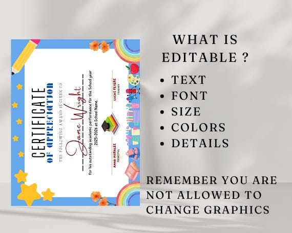 Editable Kids Achievement Certificate, Printable Kids Appreciation ...