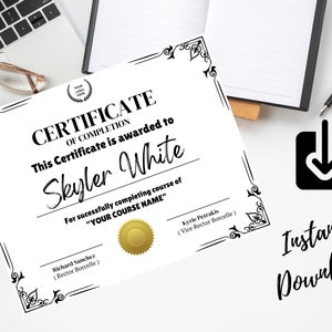 Certificate of Completion Template, Printable Course Certificate of ...