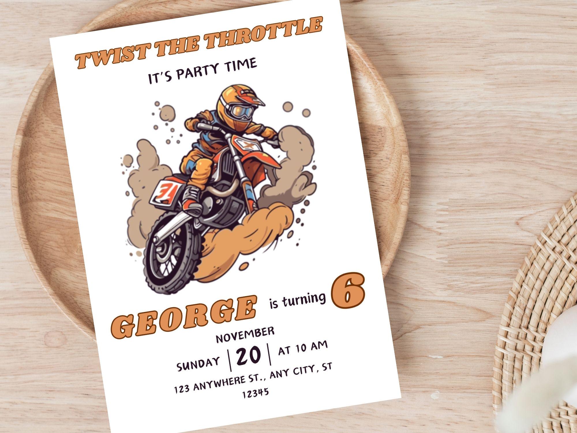 Dirt Bike Birthday Invitation, Motorbike Invite, Dirtbike Adventure ...