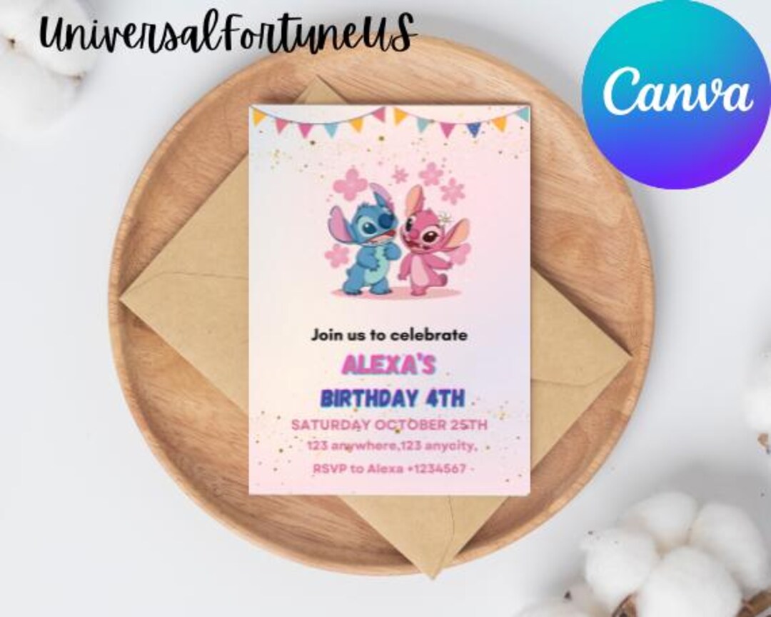 Stitch Editable Birthday Invitation, Printable Birthday Party Evite ...