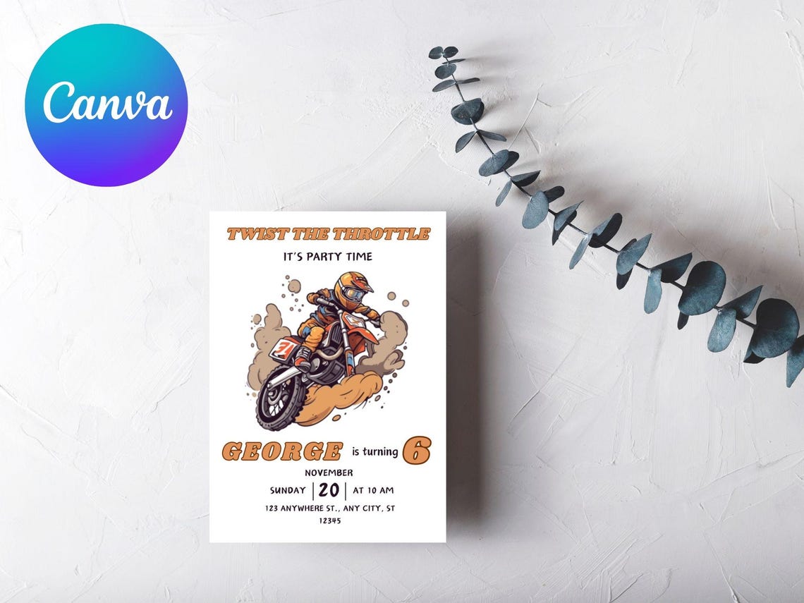 Dirt Bike Birthday Invitation, Motorbike Invite, Dirtbike Adventure ...