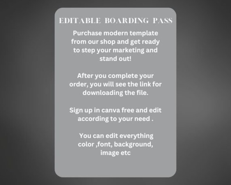 Customizable Boarding Pass Template: Canva Plane Ticket (instant ...