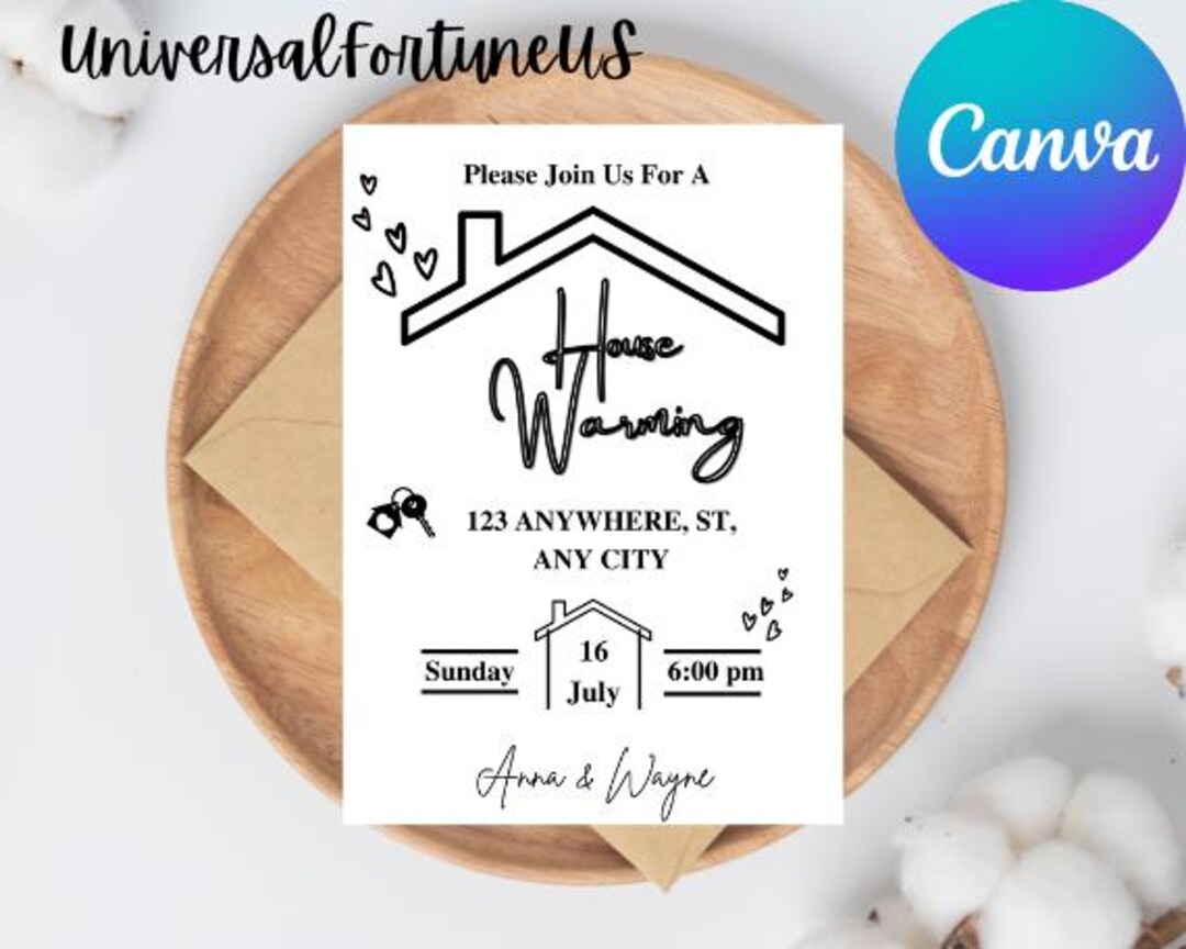 Editable House Warming Invitation Template, New Home Invite Printable ...