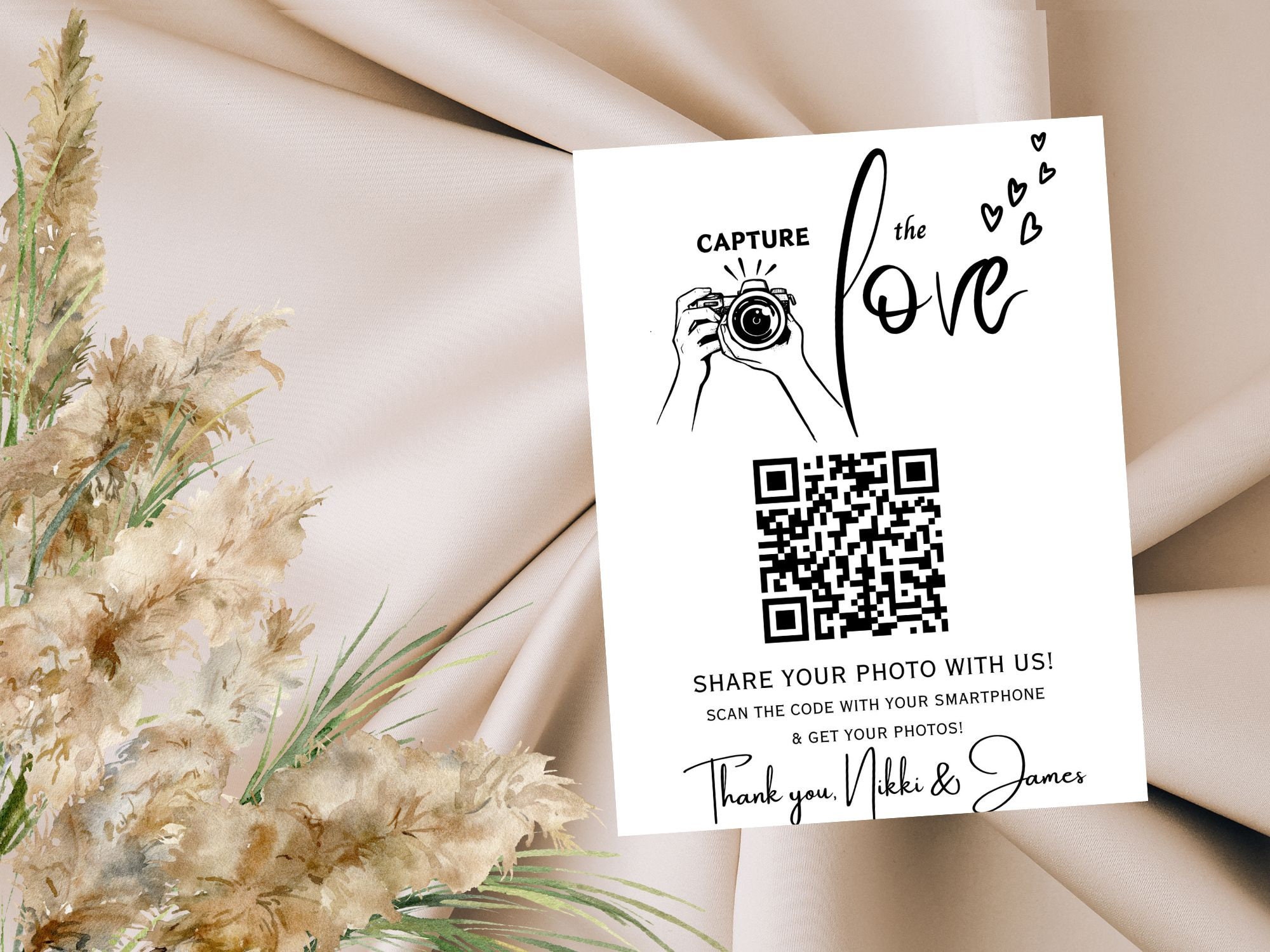 Capture the Love QR Code, Wedding Photo Signs, Share the Love, Wedding ...