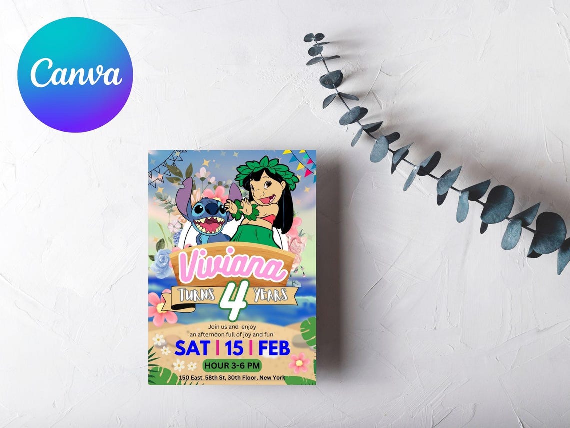 Lilo and Stitch Invitation Stitch Birthday Invitation Stitch Party ...