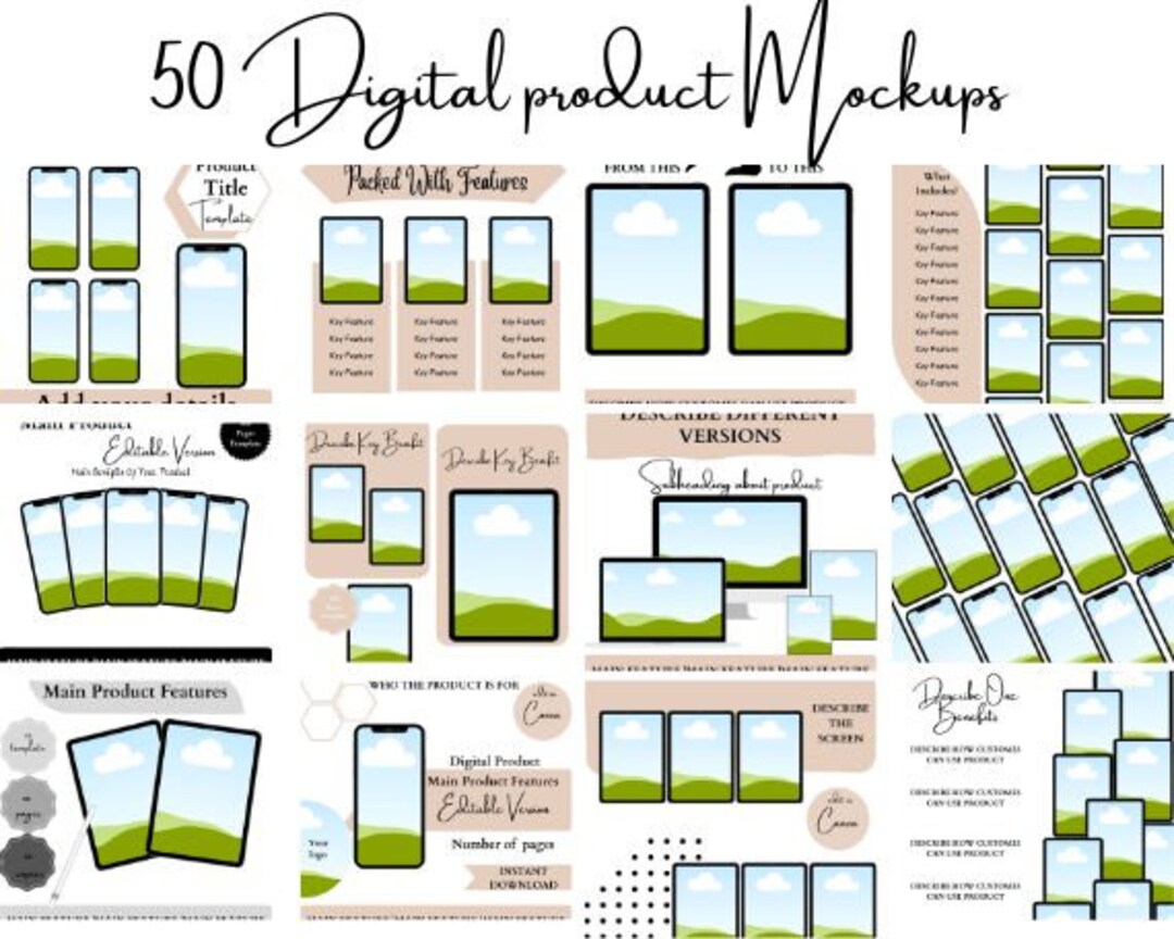 Editable Mockup Bundle Template: Digital Product Listing Images (edit ...