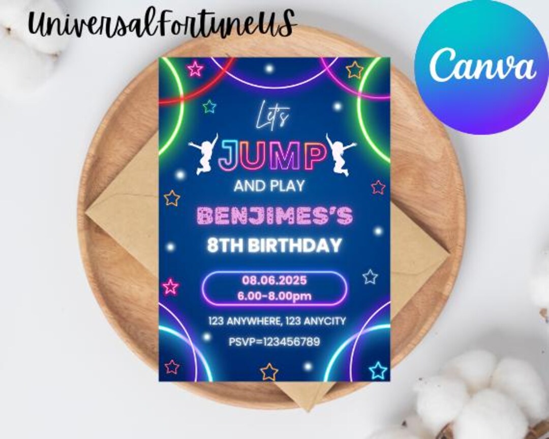Jump Birthday Invitation, Jump Invite, Trampoline Party, Bounce House ...