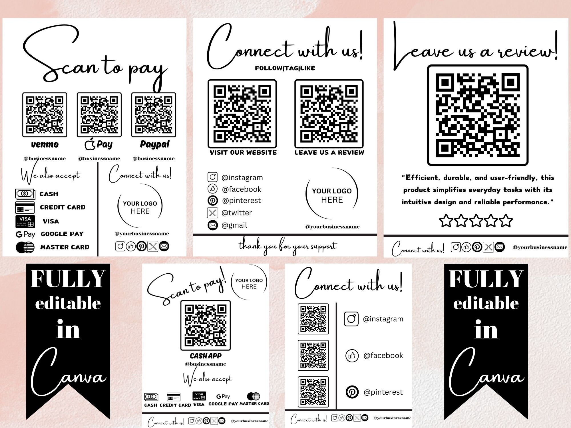 Qr Code Sign for Small Business , Canva Template Editable, Price List ...