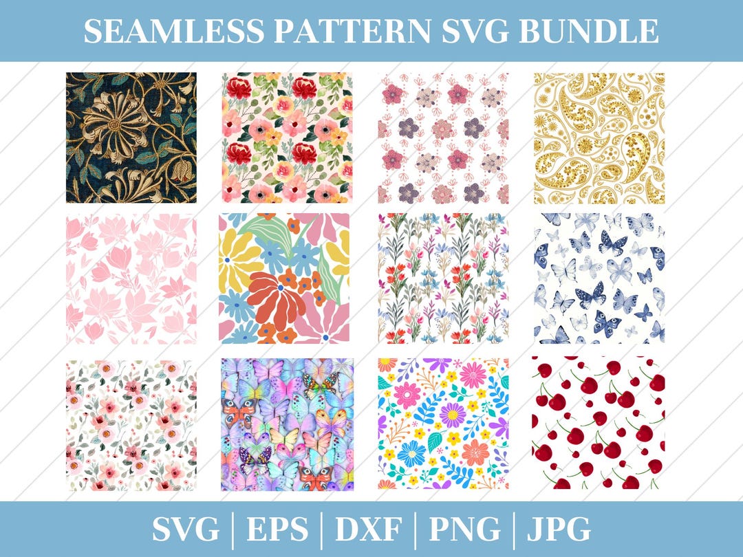 Geometric Seamless Patterns SVG: Clipart Vector Bundle (instant ...