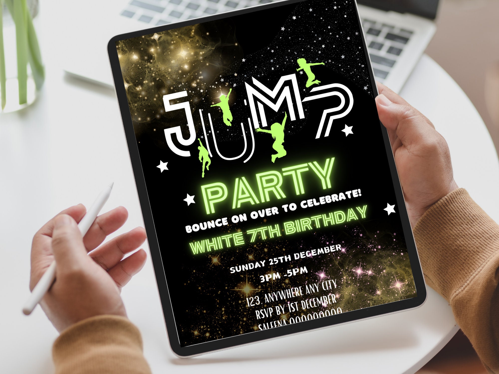 EDITABLE Trampoline Park Invitation, Trampoline Birthday, Trampoline ...