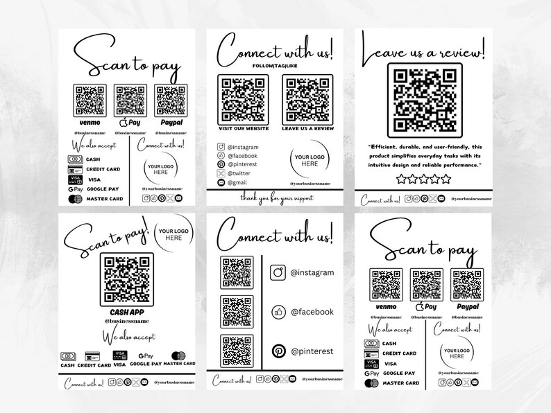 Small Business QR Code Sign Template: Editable Canva Payment Sign - Etsy