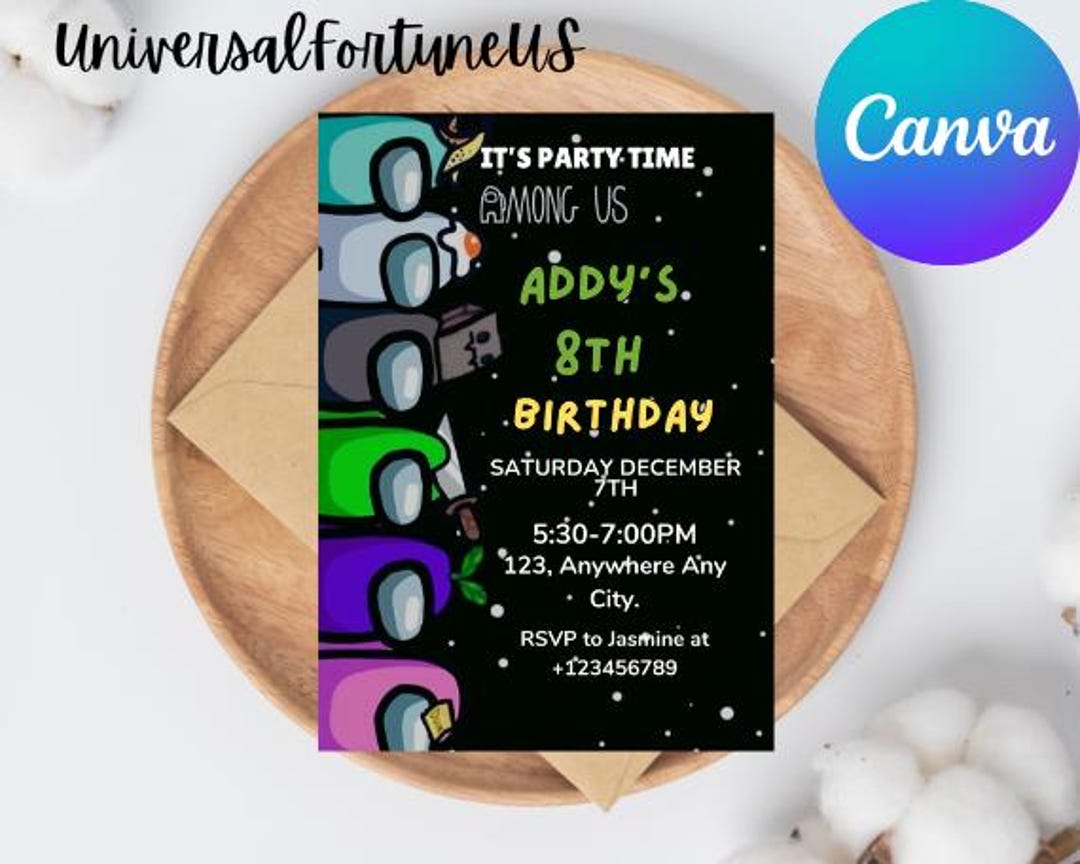 EDITABLE, Among Us Birthday, Among Us Invitation, Among Us Digital ...